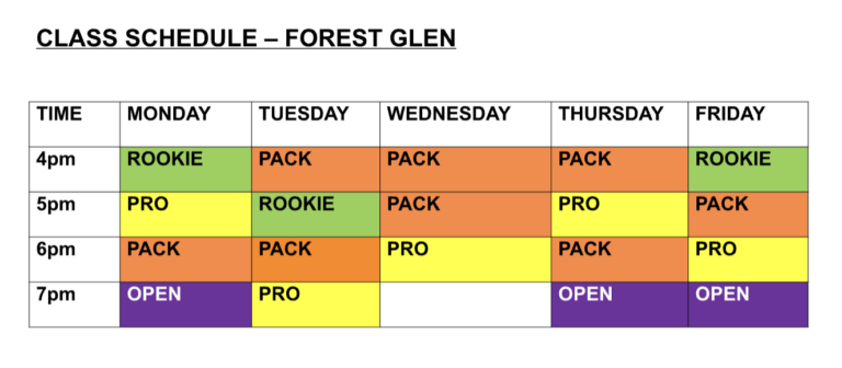 Forest Glen Schedule - Pride Performance